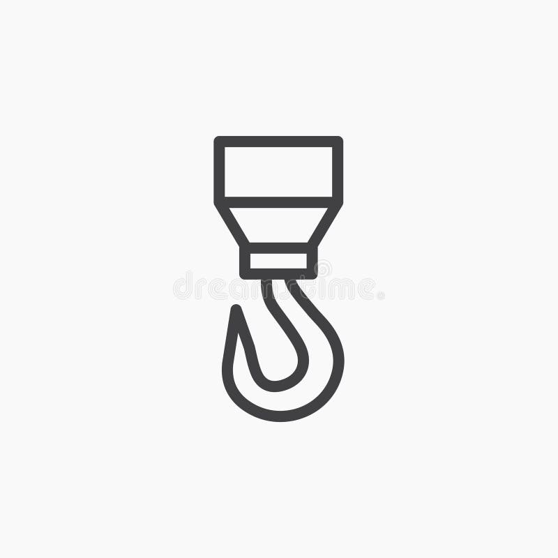 Winch Hookline in Thin Line Black Color. Flat Simple Vector Symbols ...