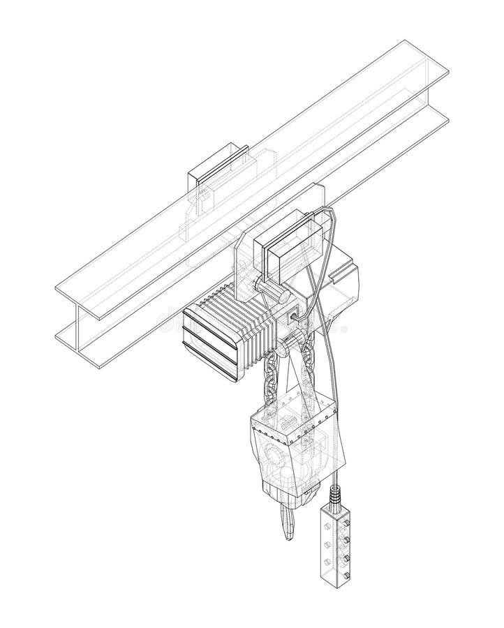 Winch or Lifting Machine Concept Outline Stock Illustration ...