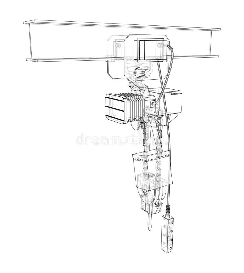 Winch for Lifting Loads. Vector Drawing Stock Vector - Illustration of ...