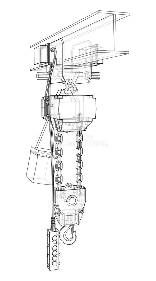 Winch for Lifting Loads. Vector Drawing Stock Vector - Illustration of ...