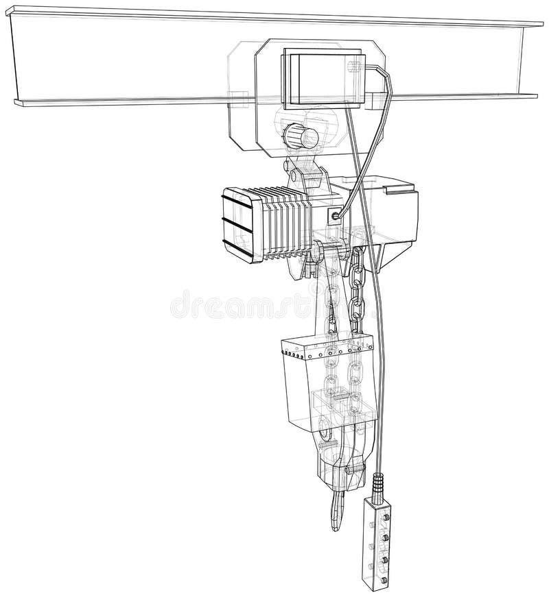 Winch for Lifting Loads. Vector Drawing Stock Vector - Illustration of ...