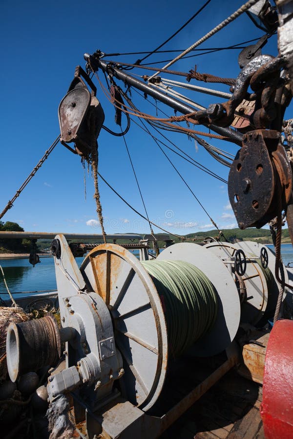 Trawl Winch on Board the Fishing Vessel. Stock Image - Image of fish ...