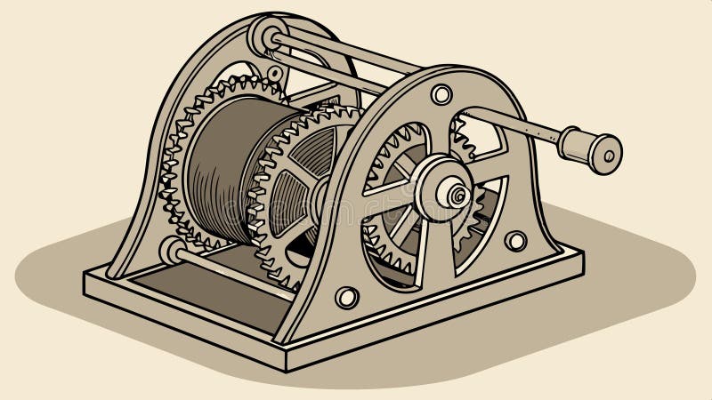 Winch Mechanism Illustration, Industrial Equipment, Mechanical ...