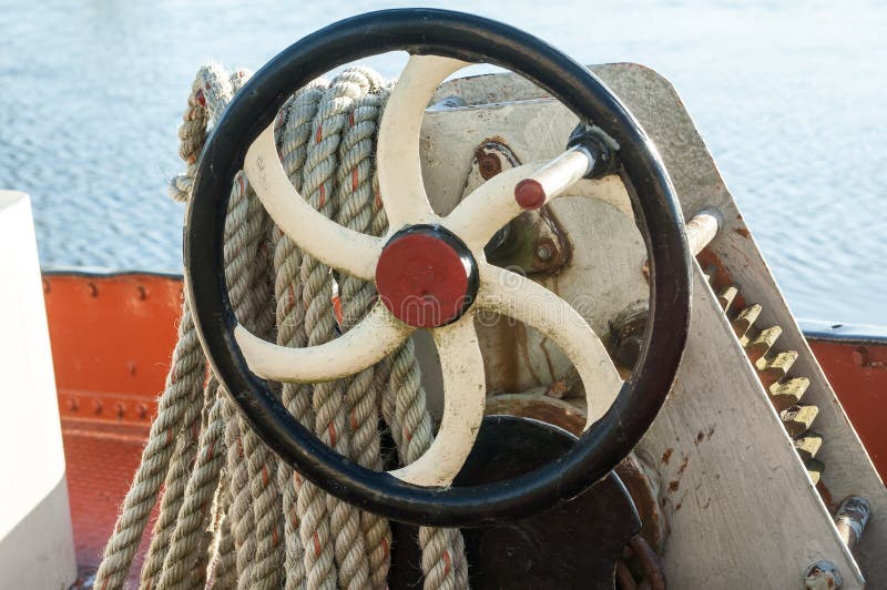 Winch wheel on boat stock image. Image of traditional - 48065227