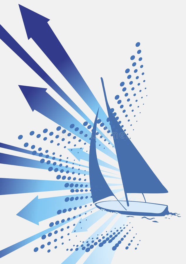 Before the Wind.Abstract Blue Wind with Yacht and Star Stock Vector ...
