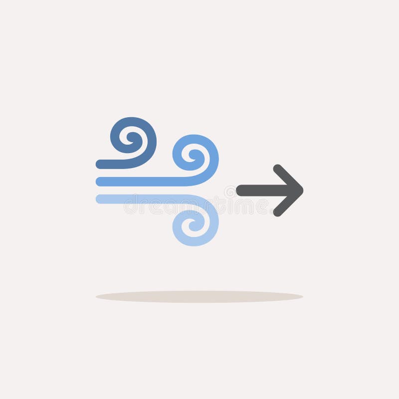 Wind with Arrow. Color Icon with Shadow. Weather Vector Illustration ...