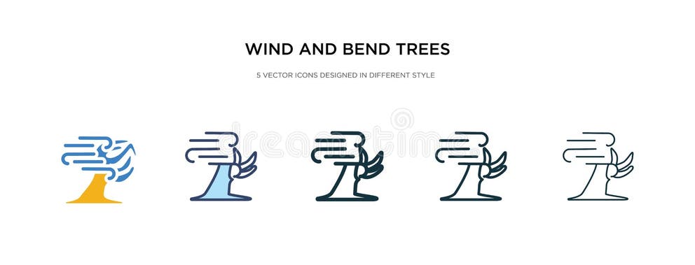 Wind and Bend Trees Icon in Different Style Vector Illustration. Two ...