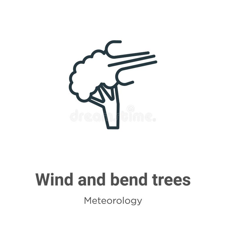Wind and Bend Trees Outline Vector Icon. Thin Line Black Wind and Bend ...