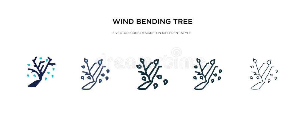 Wind Bending Tree Icon in Different Style Vector Illustration. Two ...
