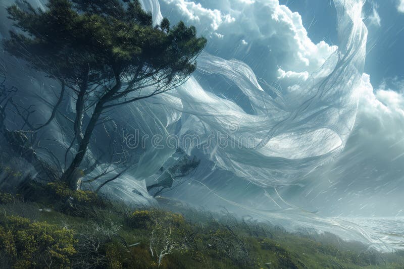 Wind Blowing, Evoking Movement and Power. Forecast Concept Stock Photo ...