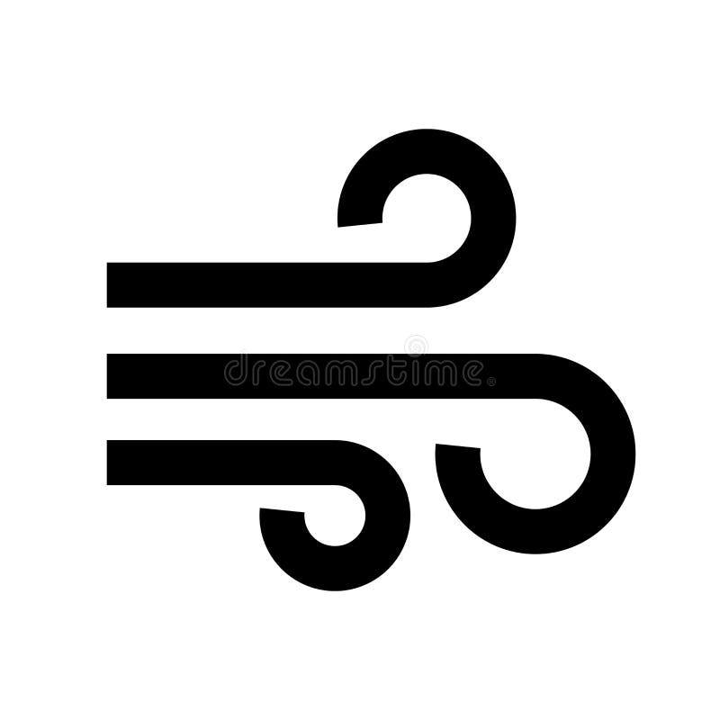 Wind Blowing Sign, Black and White Vector Illustration Stock Vector ...