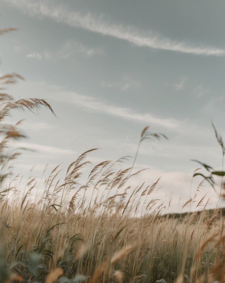 Wind Blowing through Tall Grass in a Peaceful Meadow. Stock Image ...
