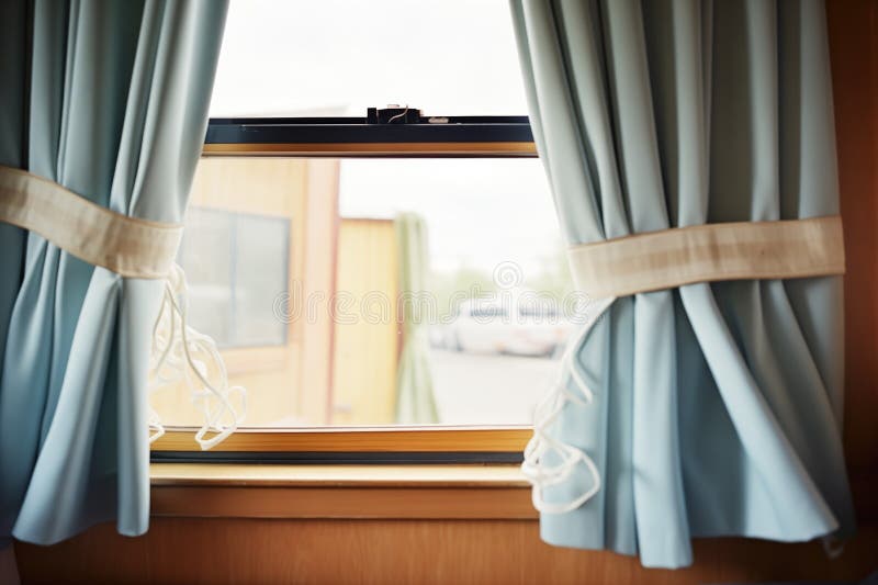 Wind-blown Curtains from an Open Carriage Window Stock Illustration ...