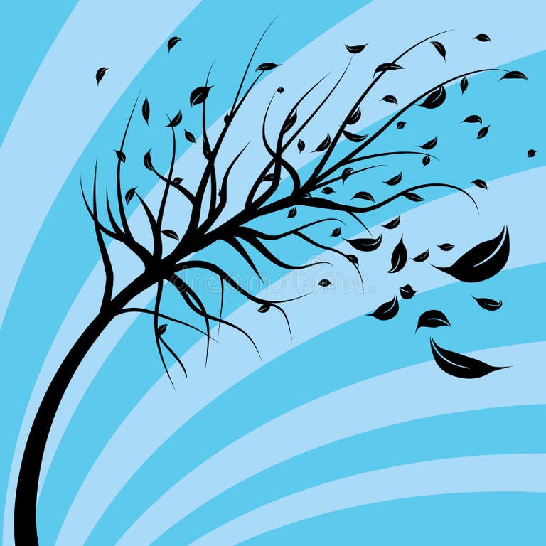 Wind Blown Tree stock vector. Illustration of wind, bending - 29050743