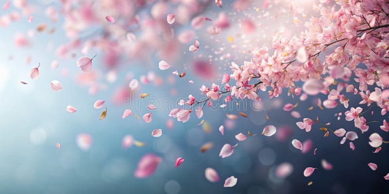 The Wind Blows Sakura Petals Nice Modern Generative by AI Stock Illustration - Illustration of ...