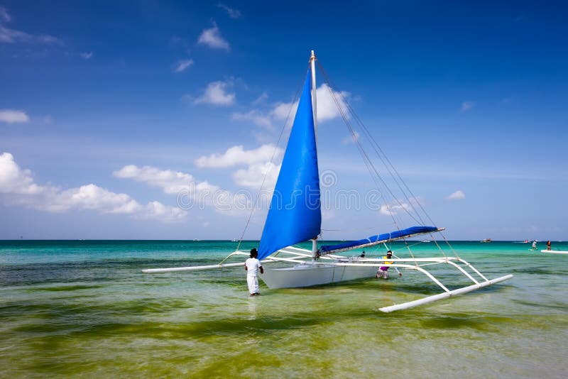 Wind Boat at the Boracay Island, Philippines Stock Image - Image of ...