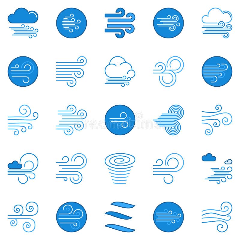 Wind or Breeze Vector Blue Modern Concept Icons Set Stock Vector ...