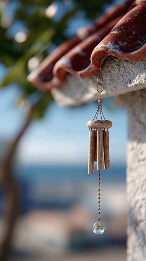 A Wind Chime Hanging from the Side of a Building Stock Image - Image of ...