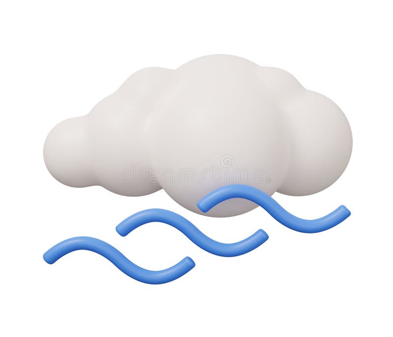 Wind Cloud 3d Weather. Isolated Minimal 3d Render Illustration in ...