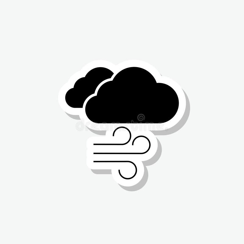 Wind Cloud Sticker Icon Isolated on Gray Background Stock Vector ...