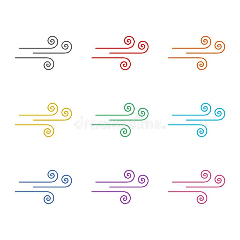 Wind Color Icon Set Isolated on White Background Stock Vector ...