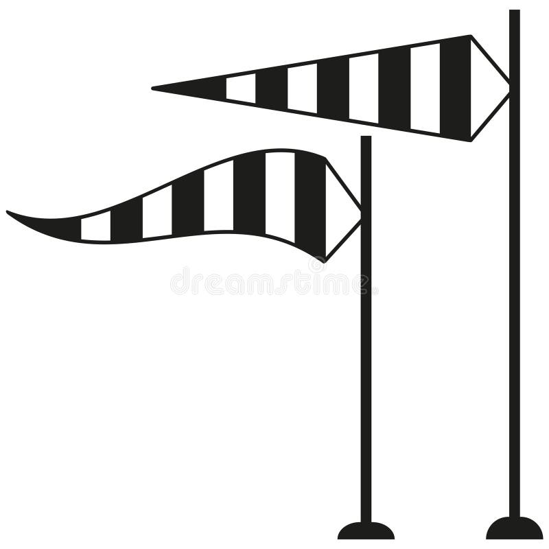 Wind Cone Icon. Striped Wind Indicator. Black Vector Windsock. Breeze ...