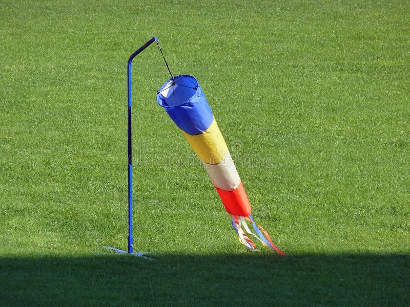 Wind Cone for Check Athletics Competition at Green Grass Field Stock ...