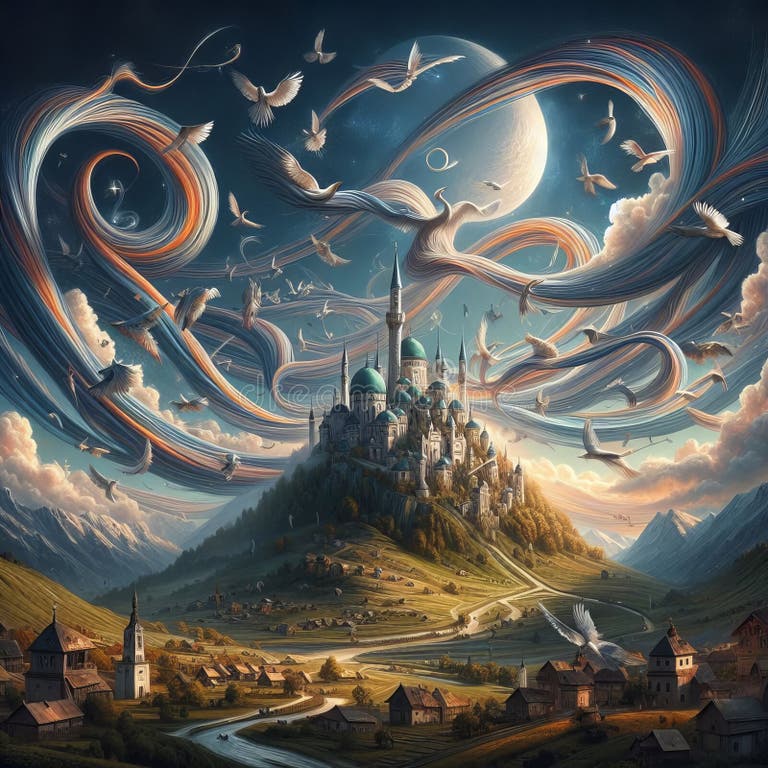 Wind Current Routes Aerial Paths for Flying Creatures Stock ...