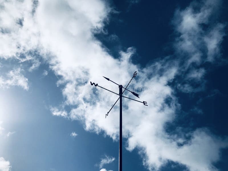 Wind Direction Indicator, with the Cumulus Sky Background. Stock Image ...