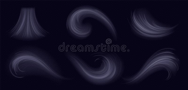 Wind Effect, Air, Smoke or White Mist Flows Stock Illustration ...