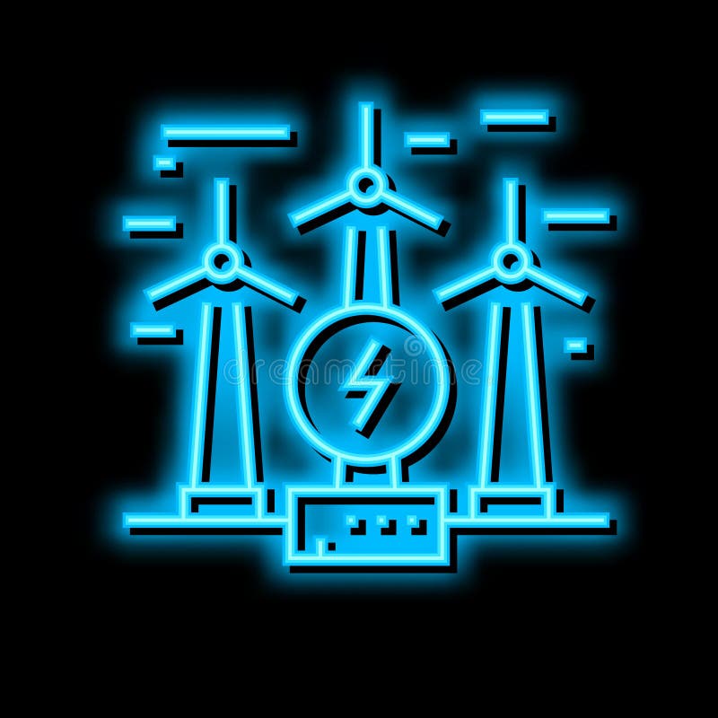 Wind Electricity Construction Neon Glow Icon Illustration Stock Vector ...