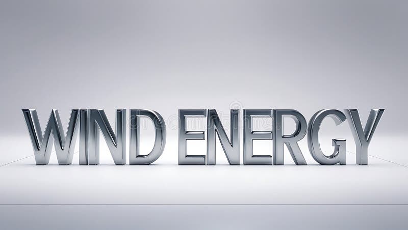 Wind Energy Concept in Bold Metallic Letters with Simple Backdrop Stock ...