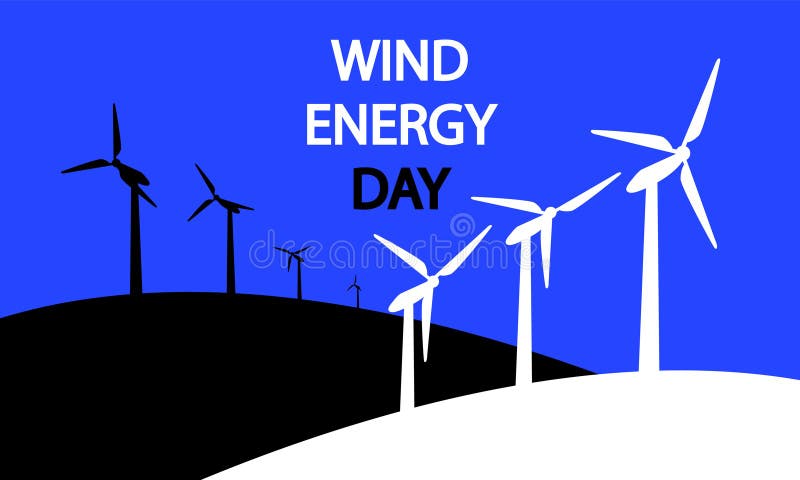 Wind energy day windmills stock vector. Illustration of electrical ...