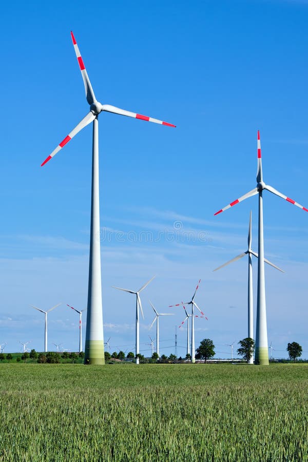 Wind Energy Generators in a Cornfield Stock Image - Image of landscape ...