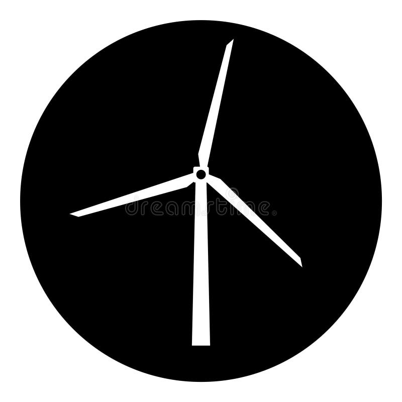 Wind Energy Icon on Simple Black Button Stock Illustration ...