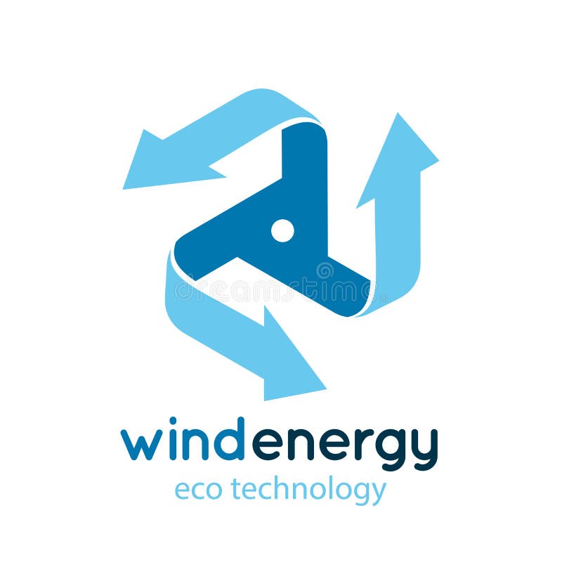 Wind Energy Logo Concept. Blue Swirl Isometric Arrows Vector ...