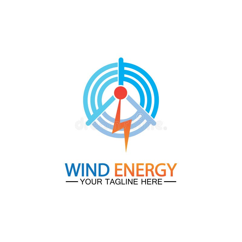 Wind Energy Logo. Renewable Energy Icon with Wind Turbines and Thunder ...