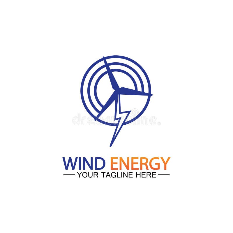 Wind Energy Logo. Renewable Energy Icon with Wind Turbines and Thunder ...
