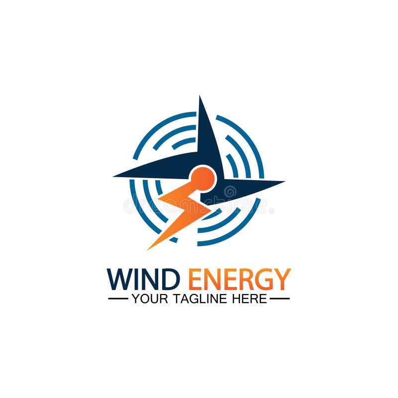Wind Energy Logo. Renewable Energy Icon with Wind Turbines and Thunder ...