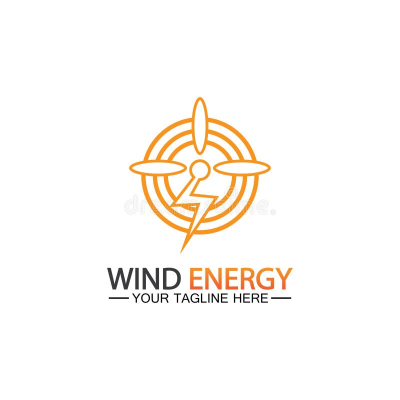 Wind Energy Logo. Renewable Energy Icon with Wind Turbines and Thunder ...