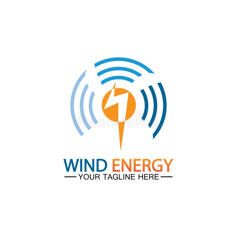 Wind Energy Logo. Renewable Energy Icon with Wind Turbines and Thunder ...