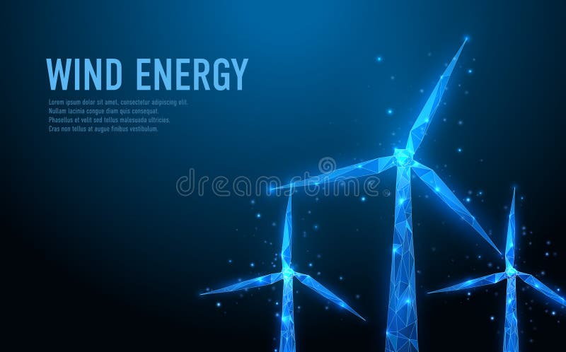 Wind Energy. Low Poly Wireframe Stock Vector - Illustration of ...