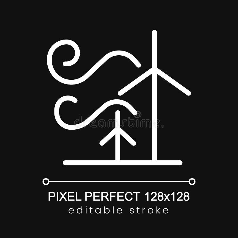 Wind Energy Pixel Perfect White Linear Icon for Dark Theme Stock Vector ...