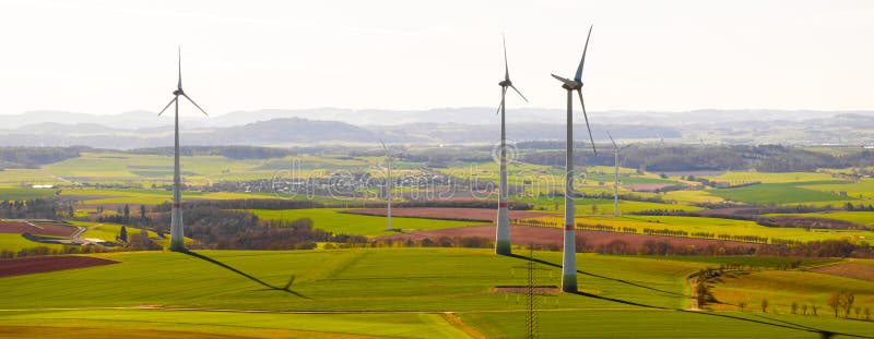 Wind Energy and Power Transportation Landscape Panorama Stock Image ...