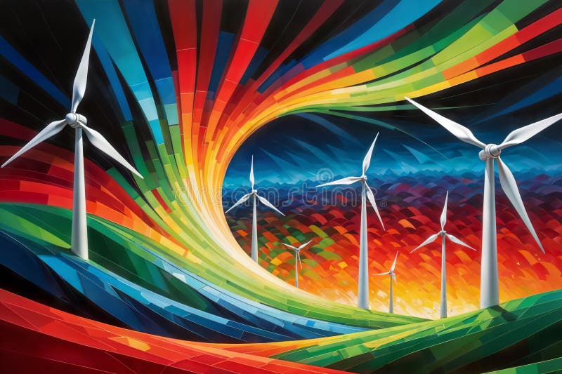 Ultrafine Detailed Painting of Wind Energy, Environmental Art with ...