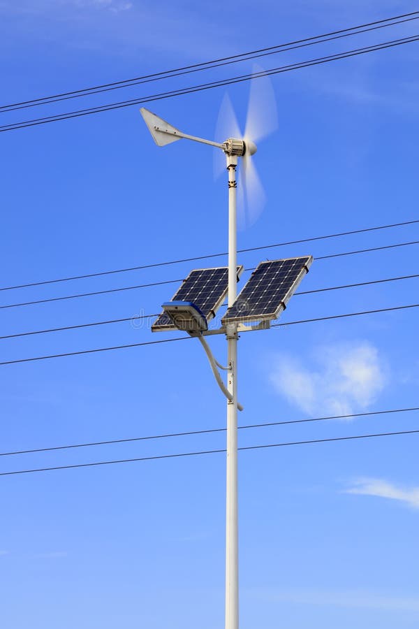 Wind Energy Solar Street Lamp Stock Photo - Image of power, outdoor ...
