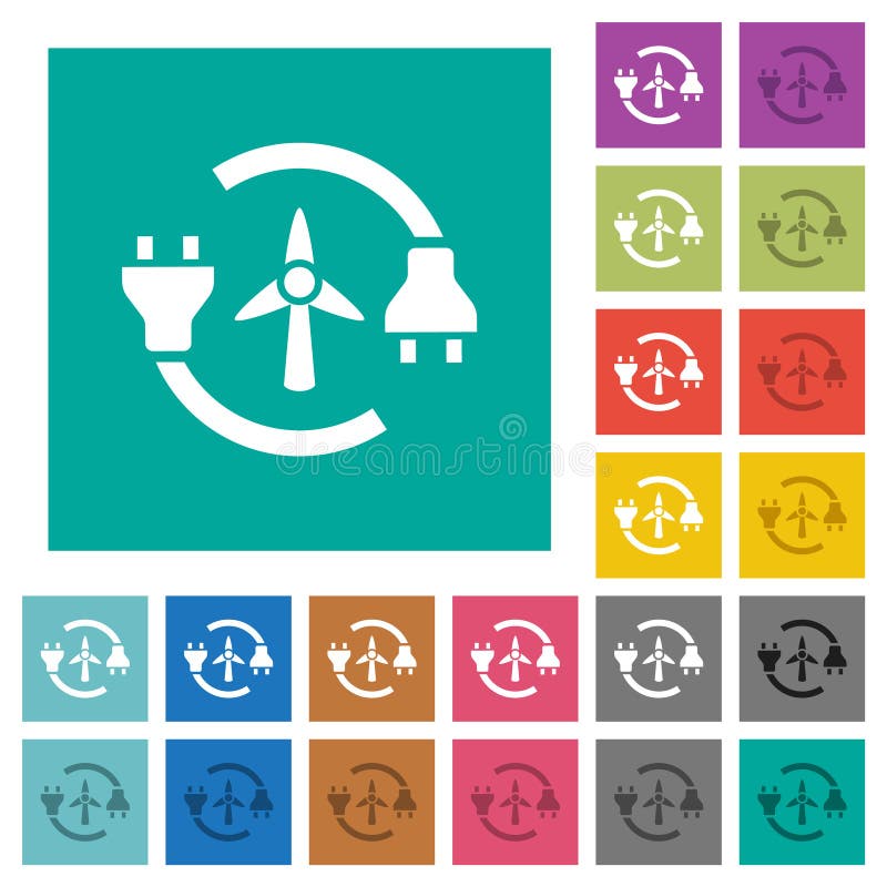 Wind Energy Square Flat Multi Colored Icons Stock Vector - Illustration ...