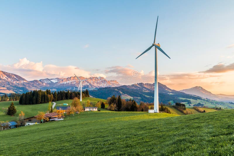 Wind energy in switzerland stock photo. Image of clouds - 91106882