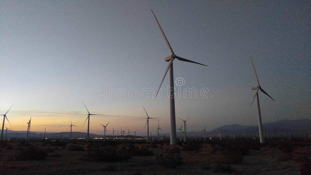 Wind Energy Turbines of SoCal Stock Photo - Image of mill, streetlight ...