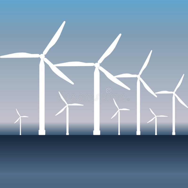 Wind Energy .Windsmill in the Water and the Space for the Text.Vector ...